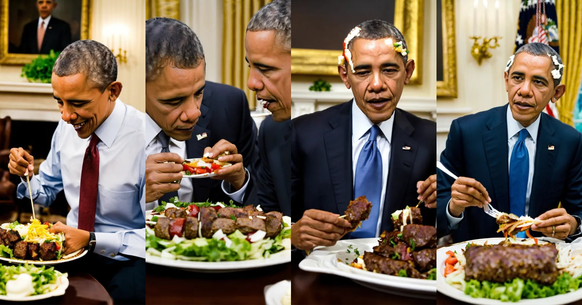 Lexica - Barack Obama eating delicious plate of doner kabob in the ...