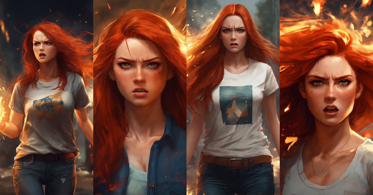 Lexica - A beautiful redhead white woman with long hair, wearing a t ...