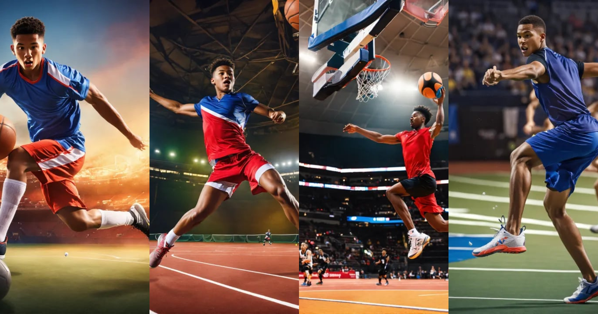 Lexica - Generate an image of a multi-sport athlete in the midst of ...