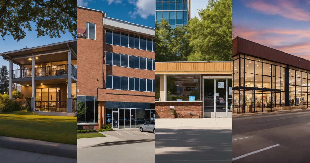 Lexica - A photo of a real estate agency. The agency is located in a ...