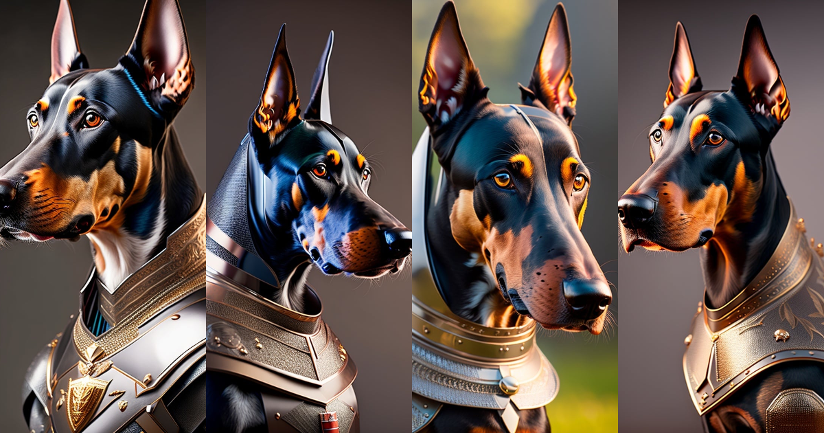 Lexica - Highly detailed black doberman pinscher dog epic portrait ...