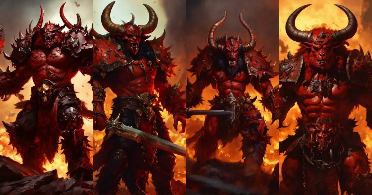 Lexica - A beastmen bestigor of khorne, warhammer fantasy chaos art, 4k