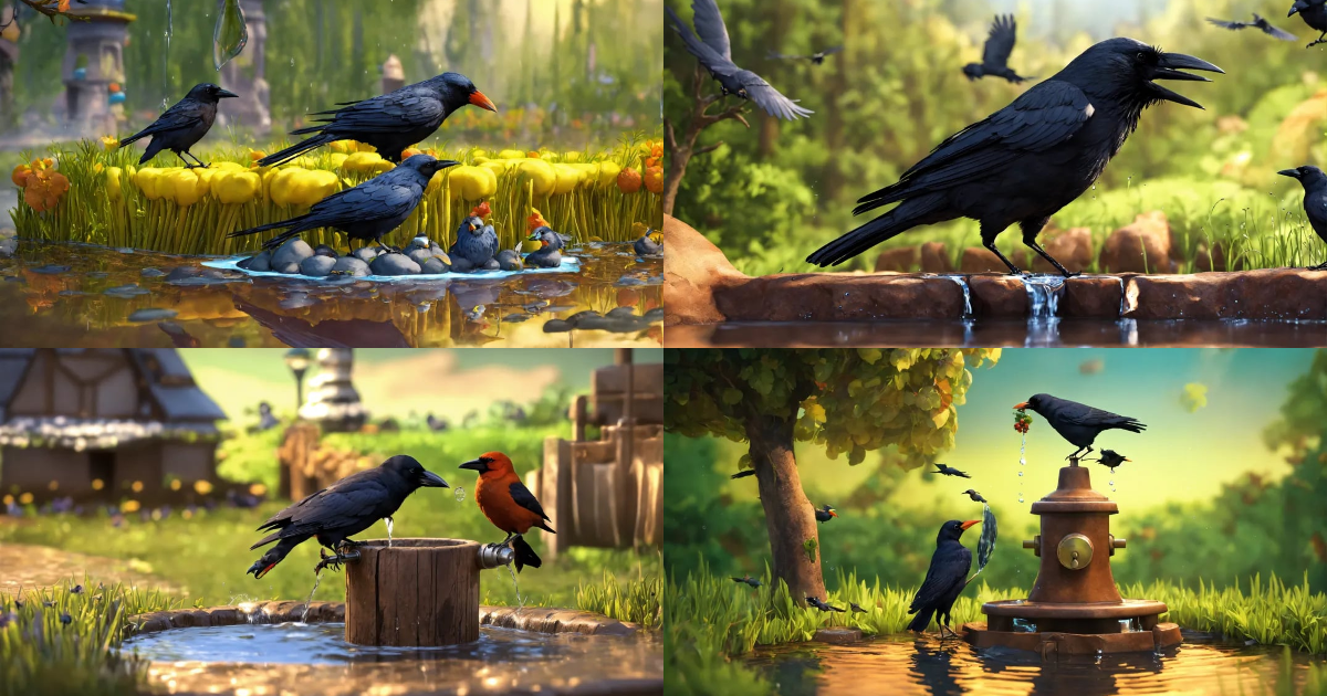 Lexica - Generate an image of "Depict the crows working together to ...