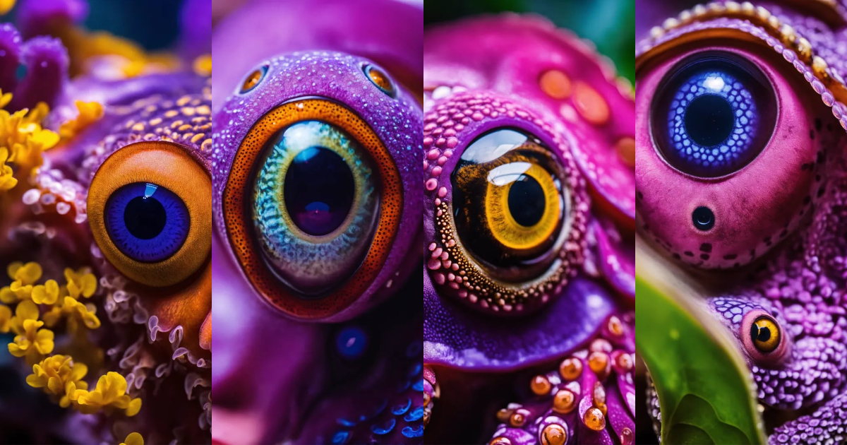 Lexica - A close up of an purple octopus eyes