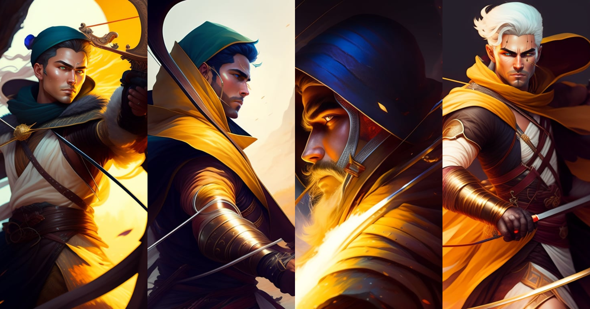 Lexica - Highly detailed of a man archer fighting with a bow, with a ...