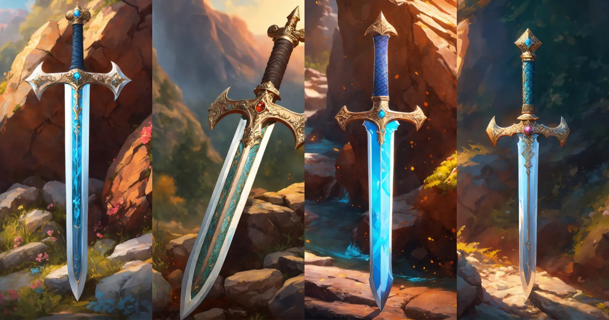 Lexica - A medieval sword with an ornamented handle rammed into a ...