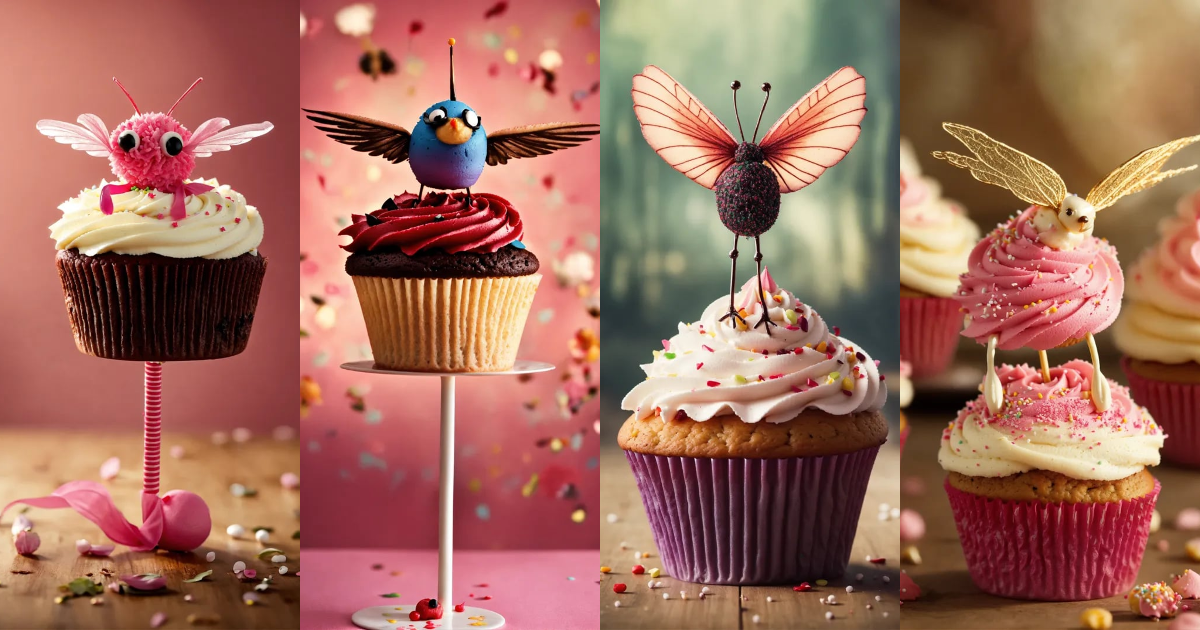 Lexica - A cupcake with legs flying artistically breathtaking.