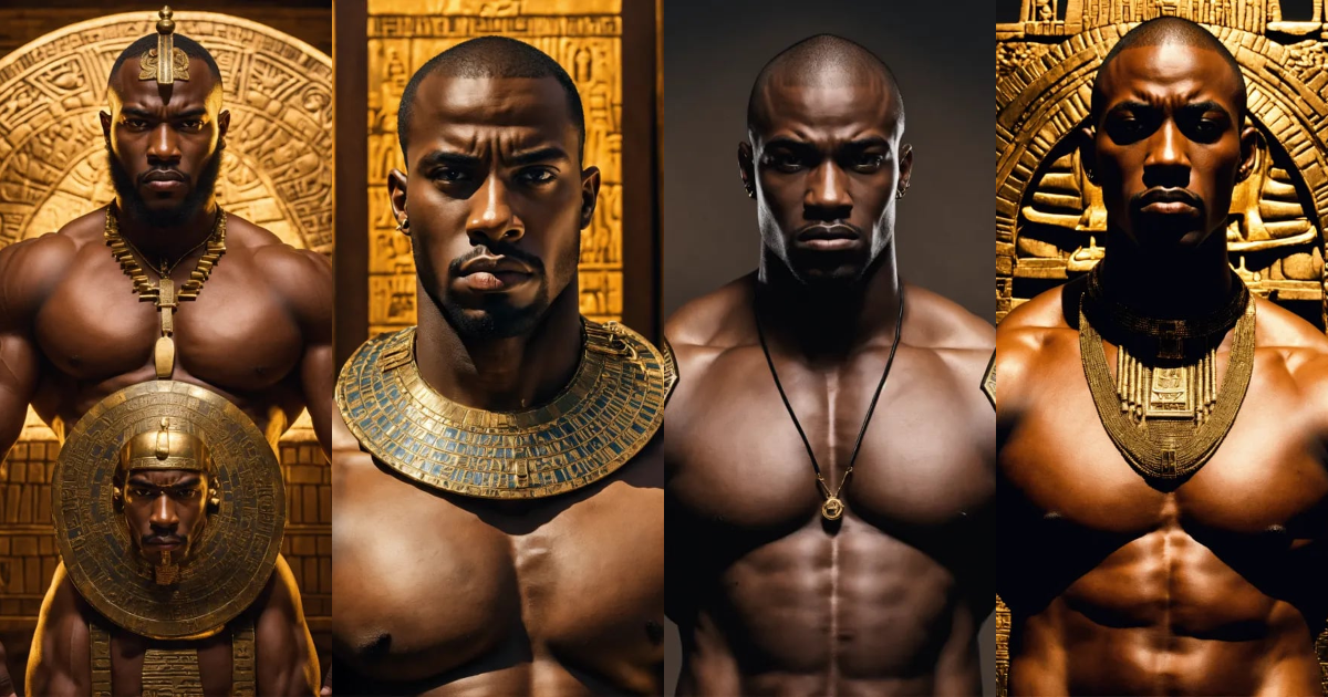 Lexica - A symmetrical huge bodybuilder close-up of an African male ...