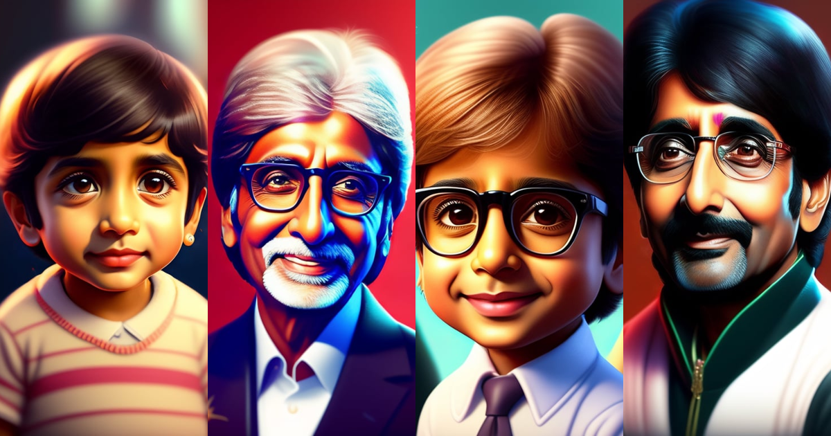 Lexica - Amitabh Bachchan, Cute and adorable cartoon, baby face ...