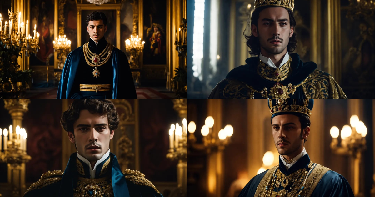 Lexica - Dramatic portrait of a young and handsome evil French emperor ...