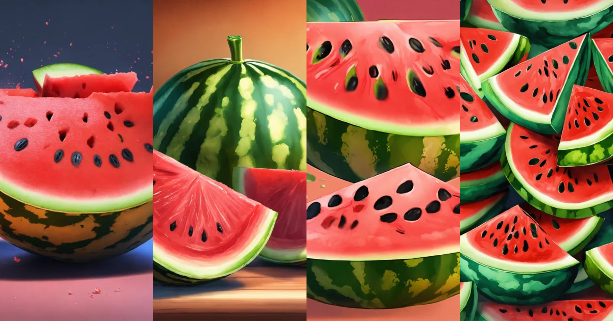 Lexica - Single watermelon, isolate objects, realistic cartoon oil ...