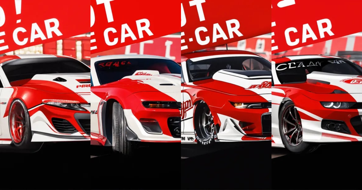 Lexica - Red and white vector clean modern car drag race car badge stickers