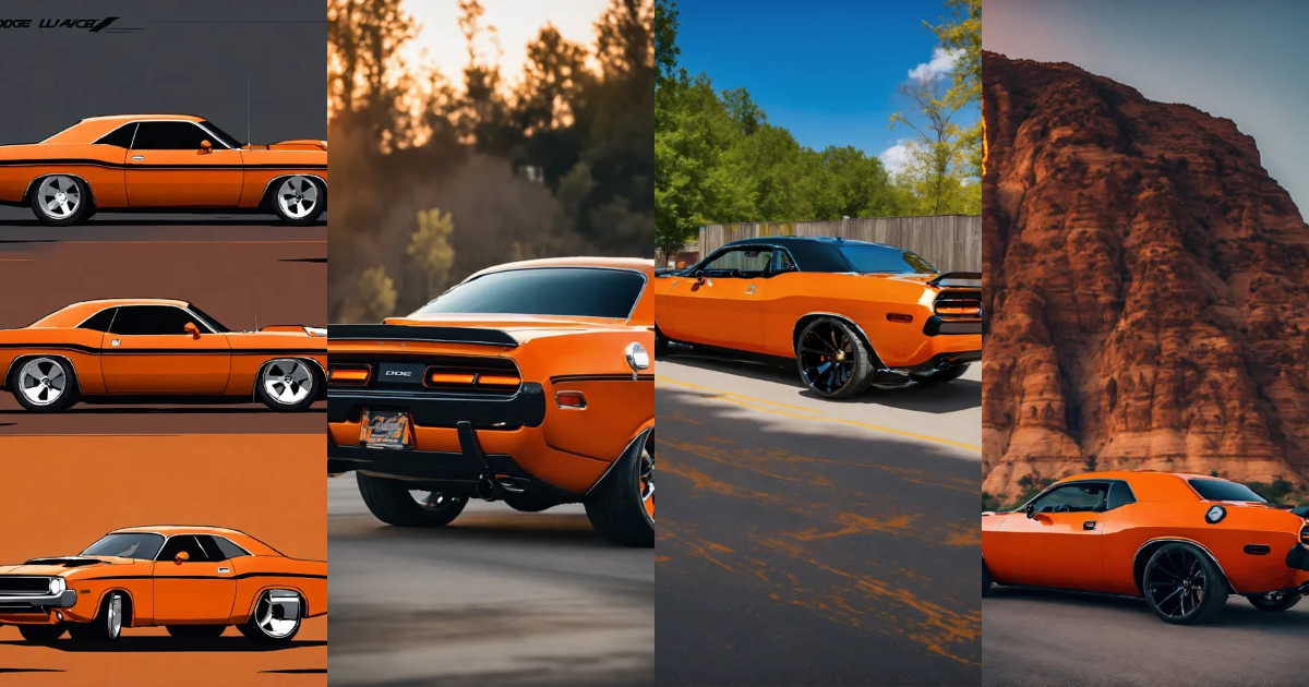 Lexica - Dodge challenger style futuristic side view low rider, rims ...