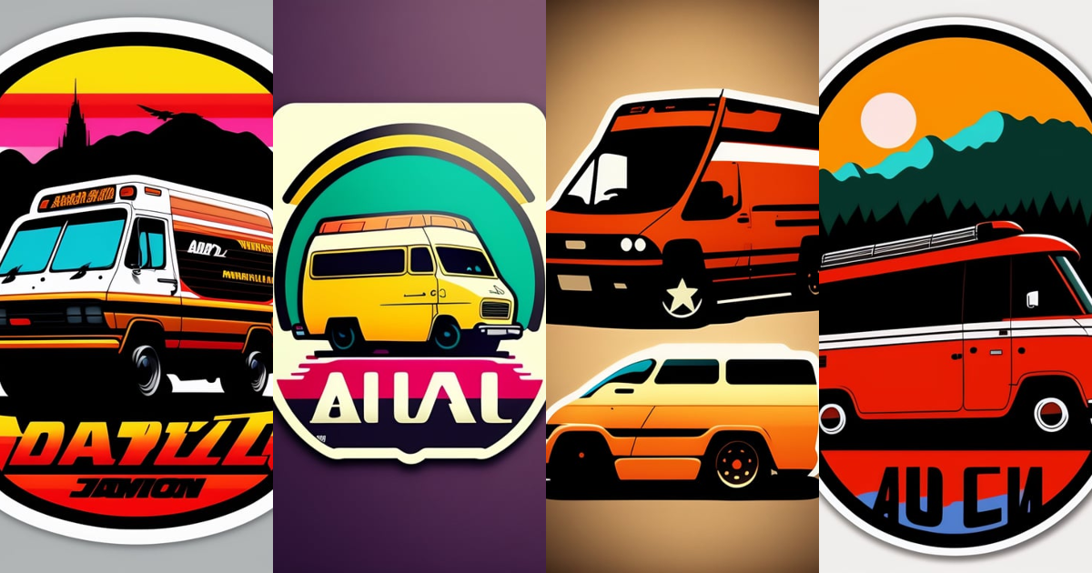 Lexica - Cute cartoon a-team van sticker, anime initial d style, solid ...