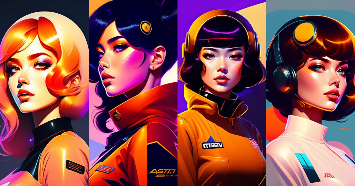 Lexica - Vector logo a portrait character design, Iconic Astro-girl ...