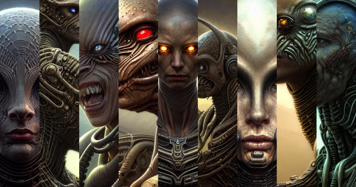 Lexica - Closeup portrait shot of a alien warrior in a scenic dystopian ...