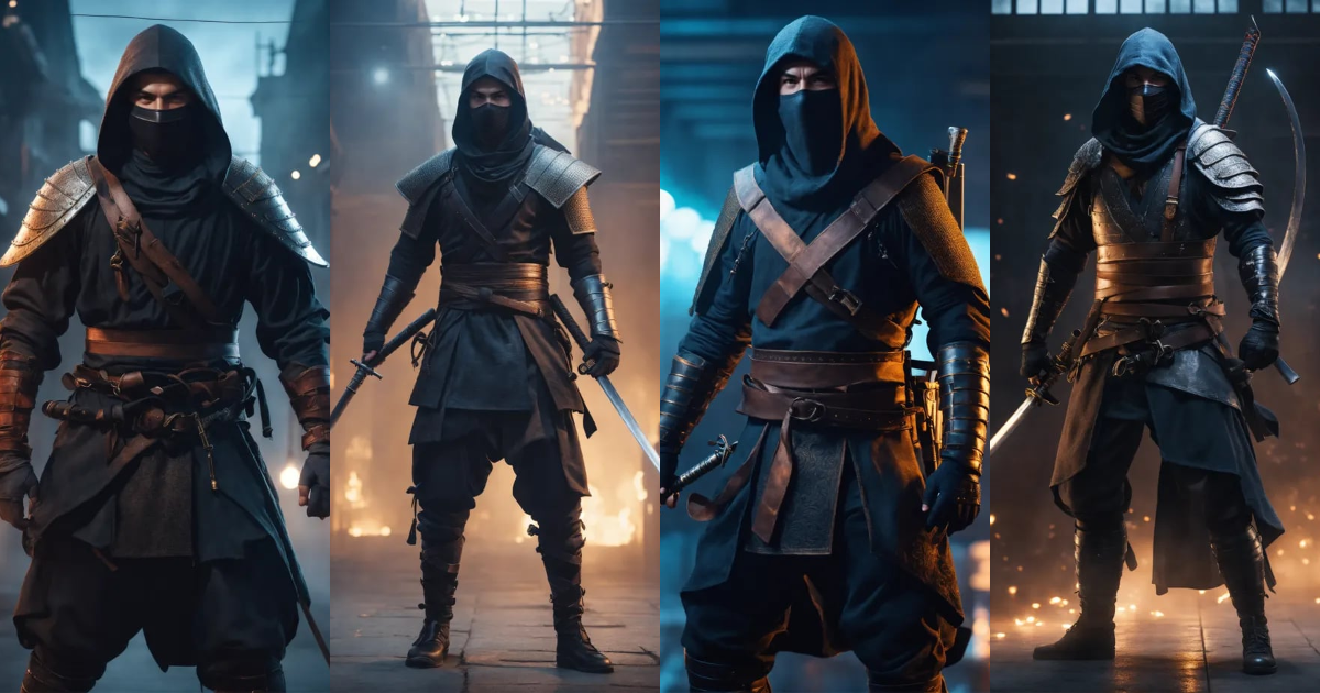 Lexica - A realistic full body portrait of a male medival ninja ...