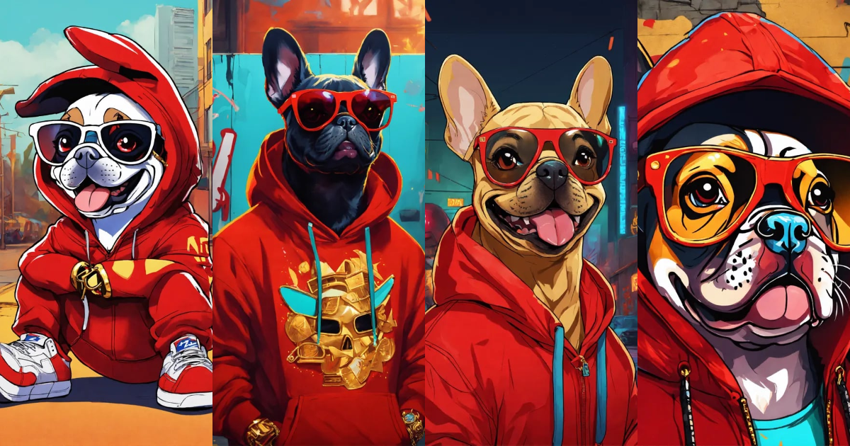 Lexica - A cool frenchie with gold teeth grill smiling wearing a bright ...