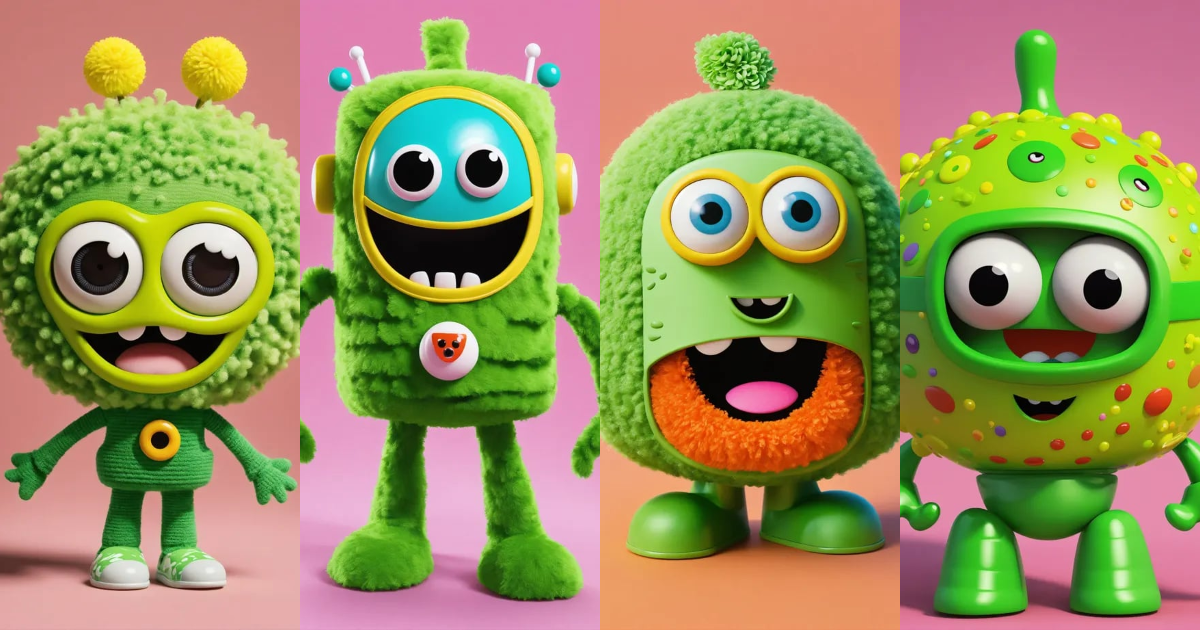 Lexica - Create a cute yo gabba gabba green female character with cute ...