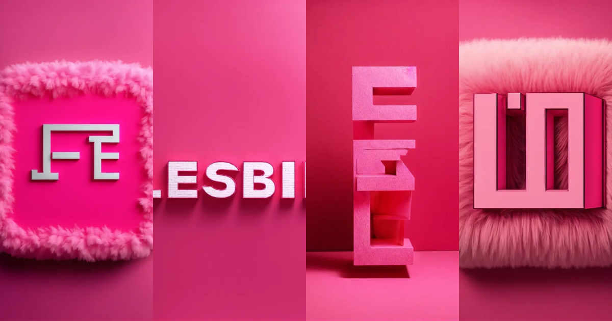 Lexica - Prompt/ "LESBI" sign , pink colour , 3D font ,with fluffy texture