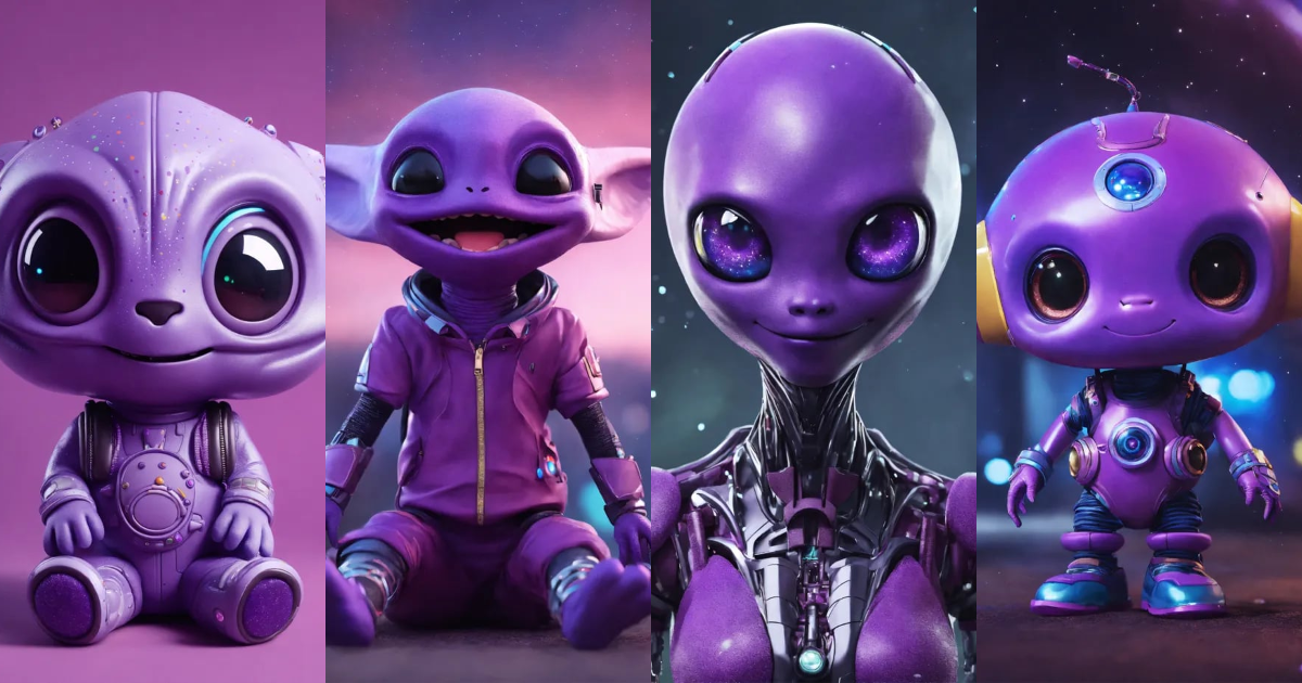 Lexica - Cute humanoid funny alien, smile, purple, hyper-realisstic ...