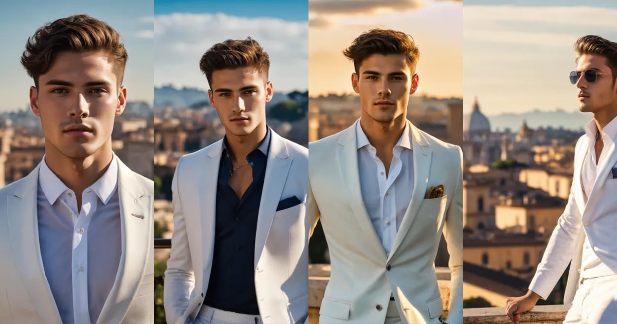 Lexica - Photo of one young male model in whiteclothes looking to the ...