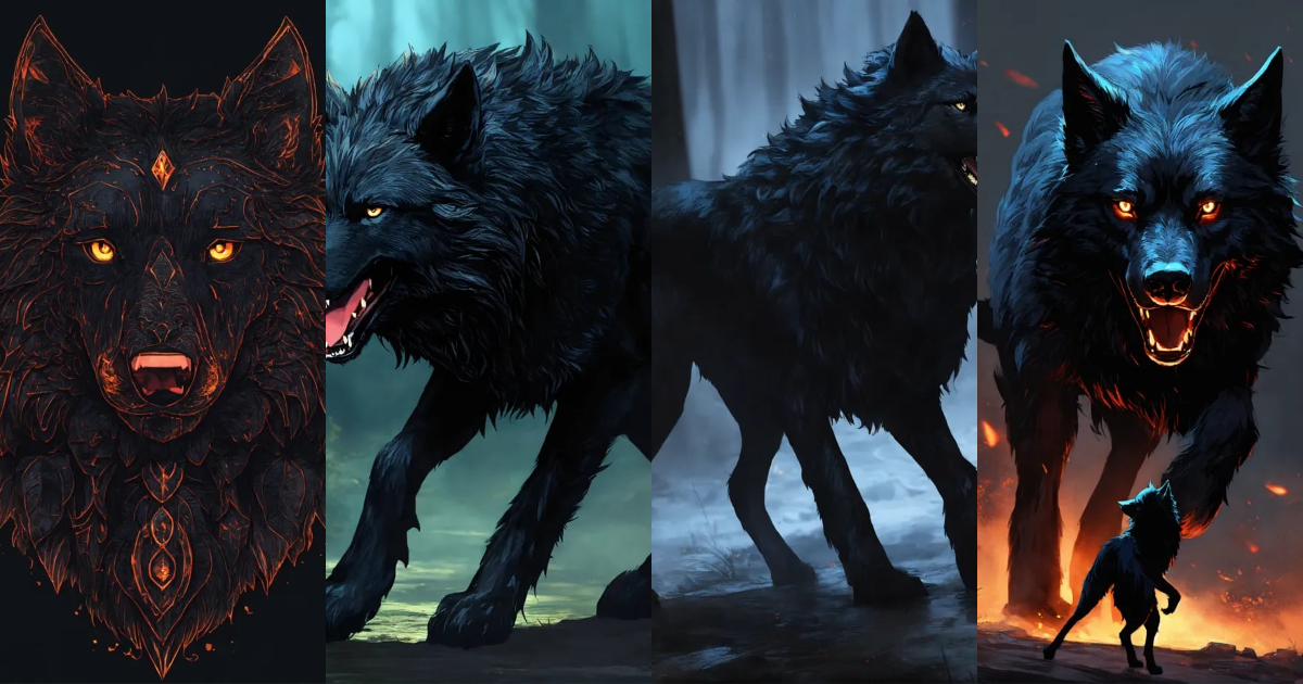 Lexica - Pitch black dire wolf