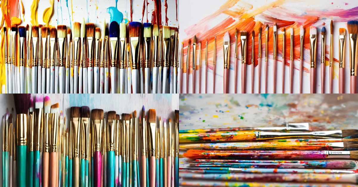 Lexica - Many thin paint brushes paint on a white background. Motion ...