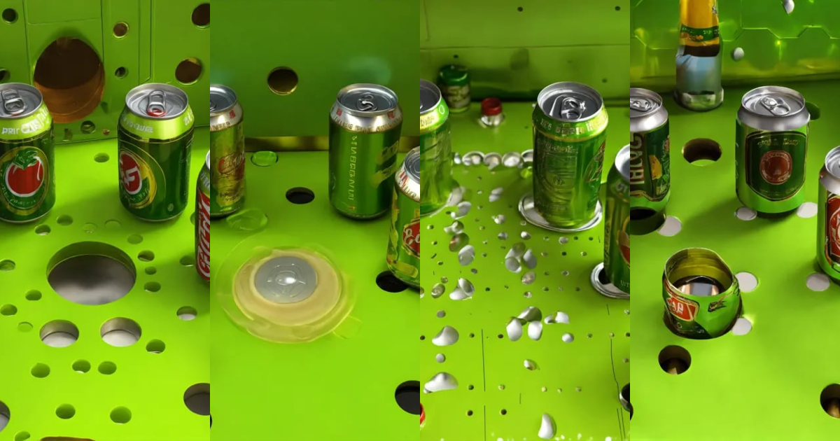 Lexica - Game board with holes, chrome beer cans decorate the board. 6 ...