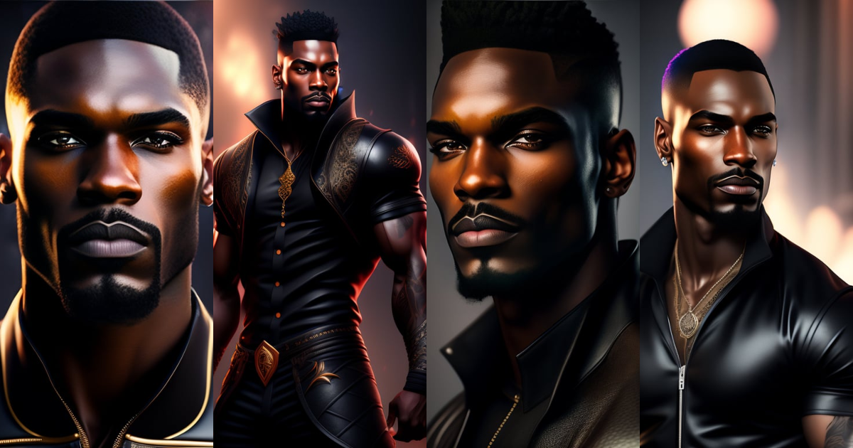 Lexica - Black built male, intimidating looking character, full ...