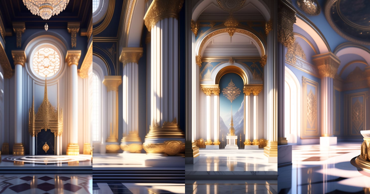 Lexica - Wide angle shot of Beautiful fantasy throne room made from ...