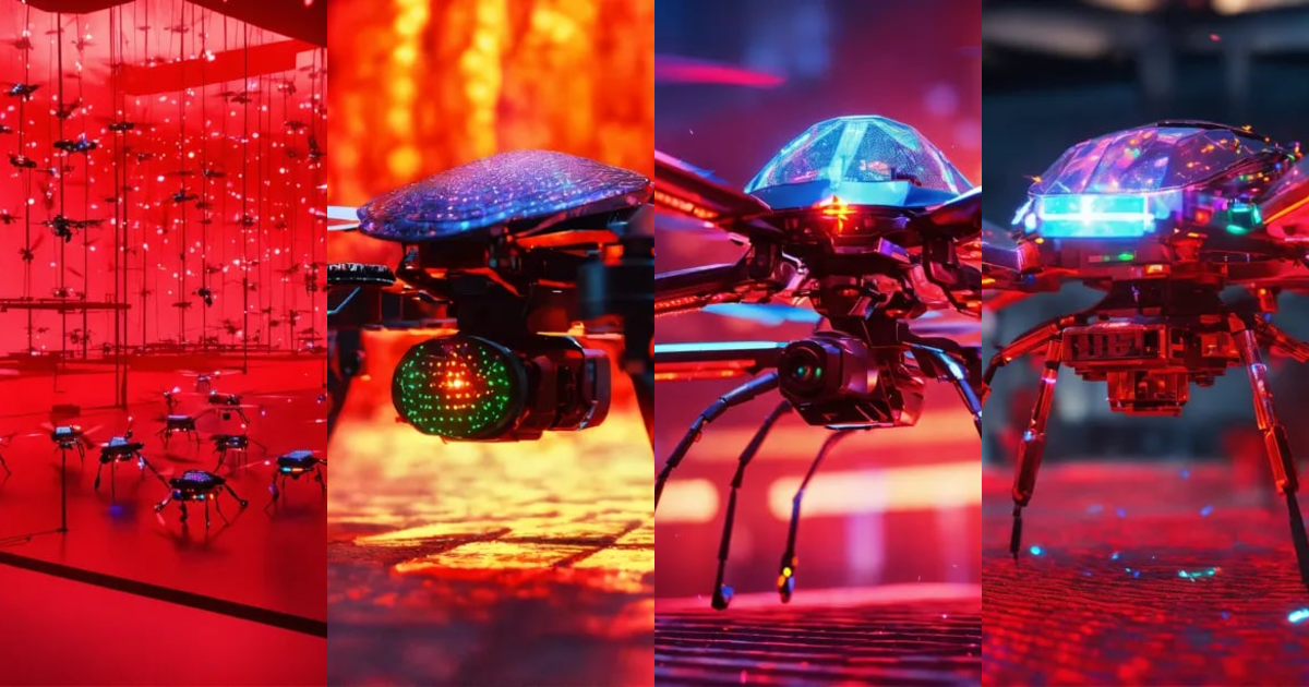 Lexica - Holographic swarm of flying armored insect drones, digital ...