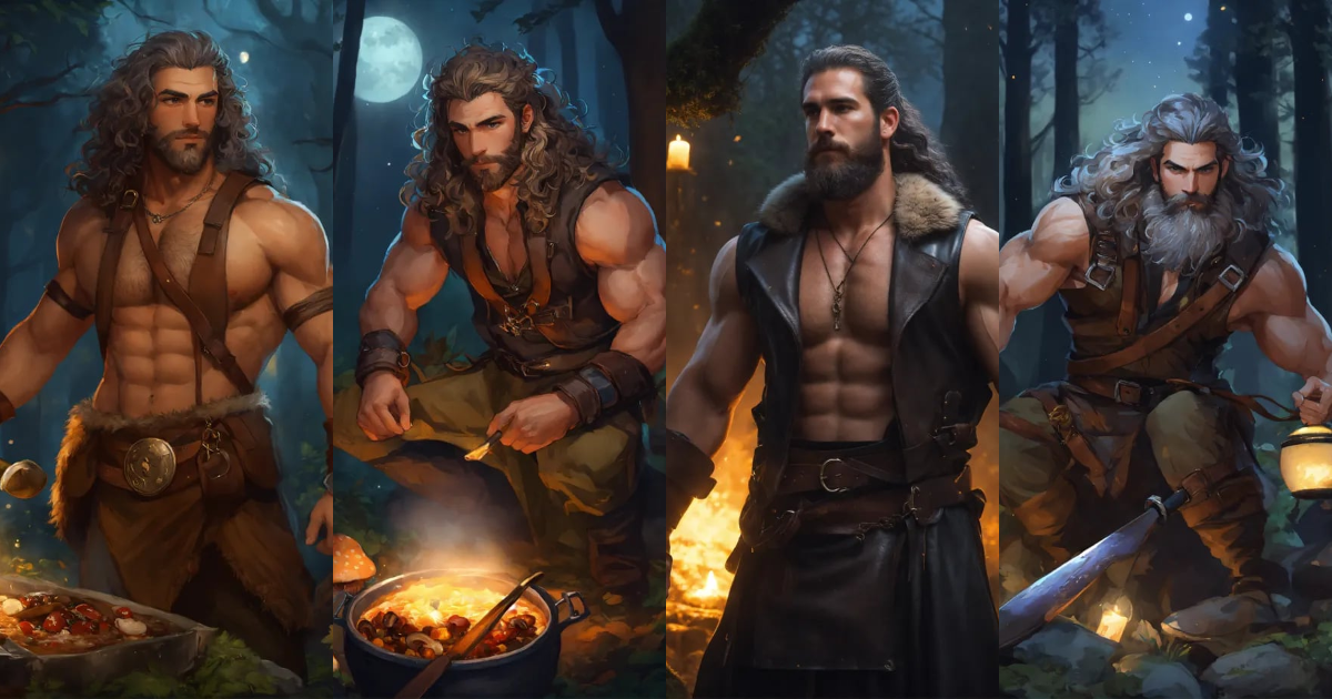 Lexica - Lithe, triathlete, 35 year old male druid with very long wild ...