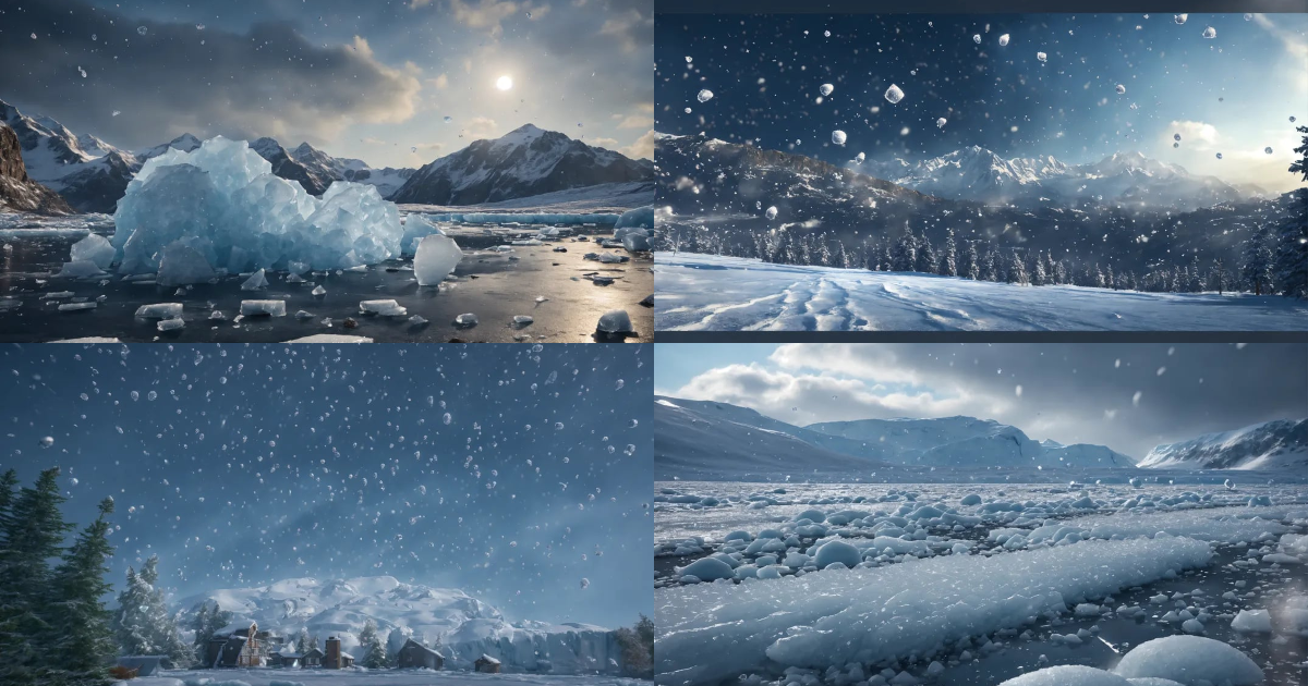 Lexica - Produce images of a icy environment with hailstones falling ...