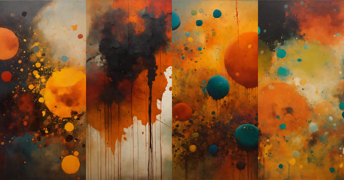 Lexica - A gritty fine art painting with unrecognizable blob shapes