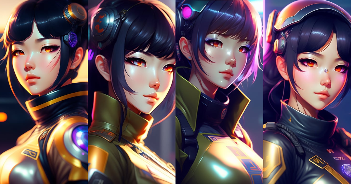 Lexica - Portrait Anime Commander Girl Neon-cybernetic cute-fine-face ...