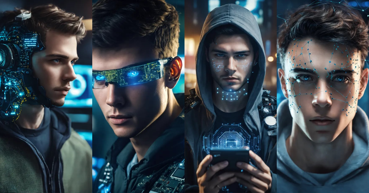 Lexica - Young handsome male hacker fighting artificial intelligence ...