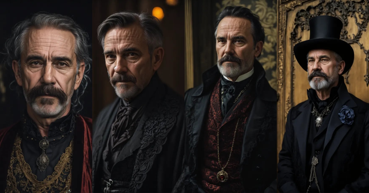 Lexica - An middle-aged man looking like a gothic old fashioned.