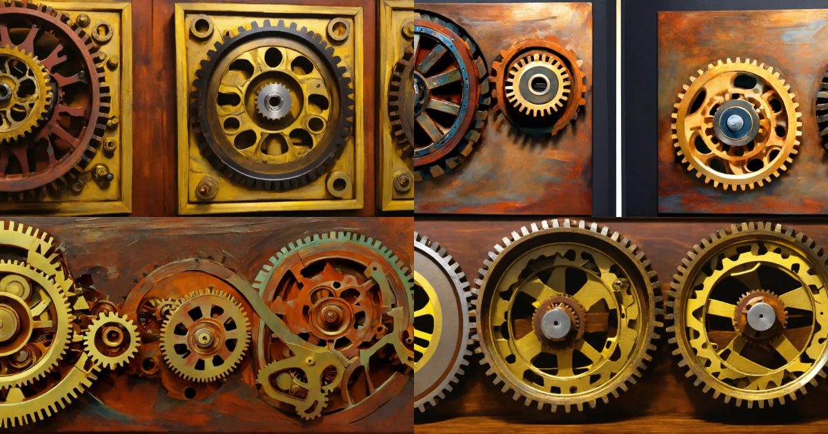 Lexica - 5 simple gear wheels in a turning mechanism straightforward ...