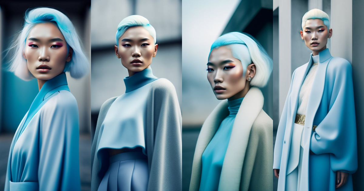 Lexica - Portrait of haute couture beautiful albino asian fashion model ...