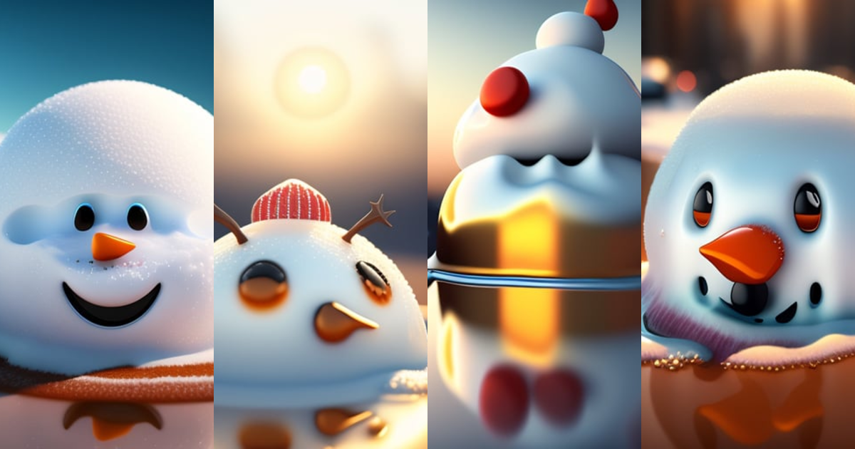 Lexica - Frowning sad melting snowman under the sun, mostly a puddle ...