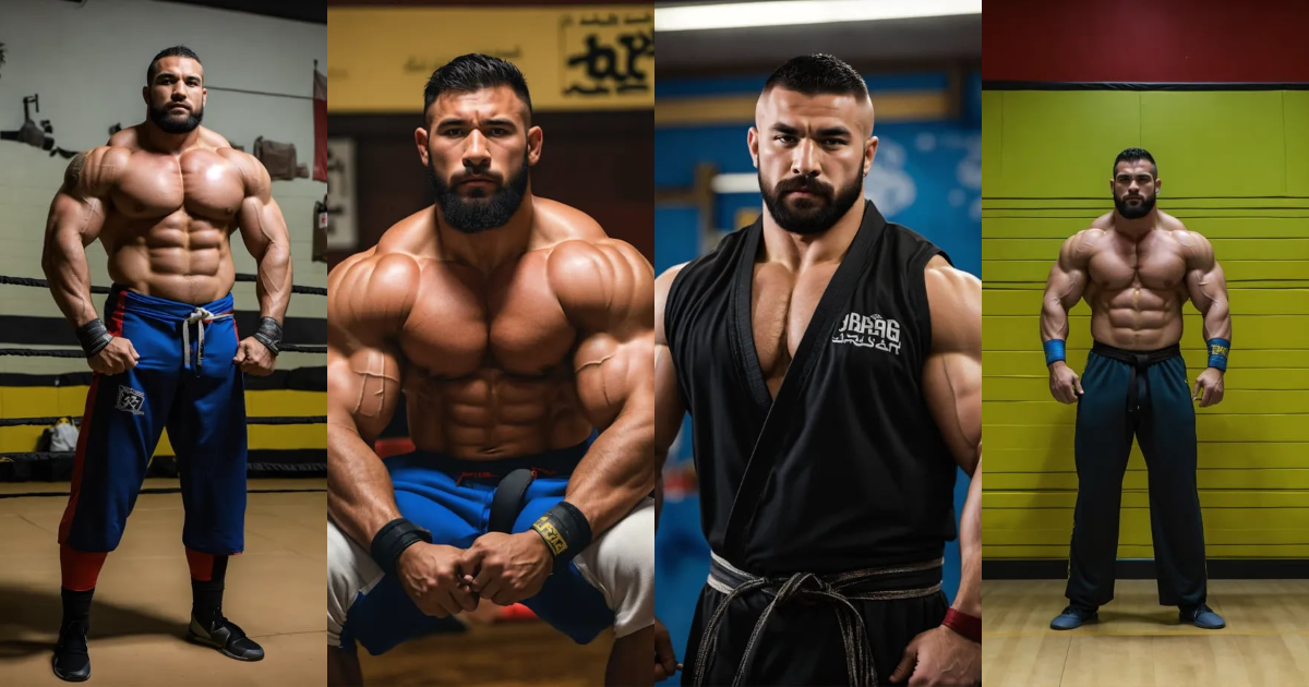 Lexica - 30-year-old wrestler with big muscles in a dojo, bodybuilder ...