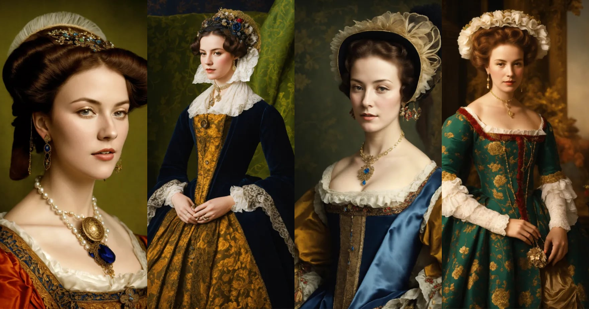 Lexica - A photo of a rich English woman year 1600