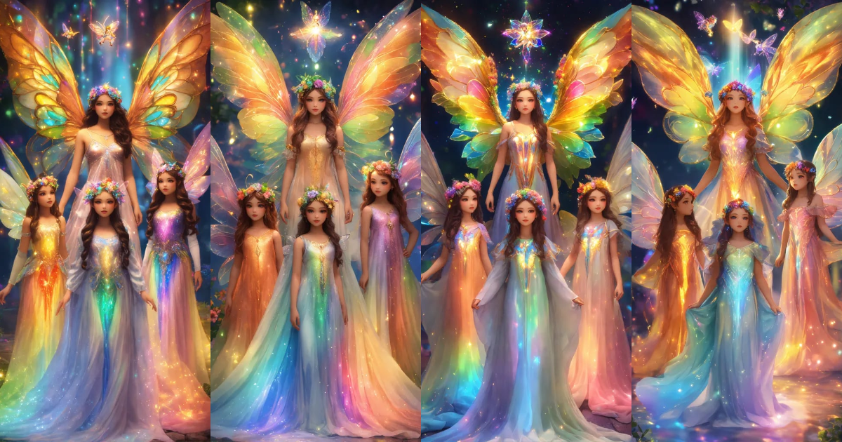 Lexica - 7 hyper-detailed holographic fairies together with detailed ...