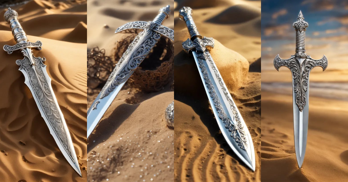 Lexica - 8k, picture of a narrow and delicate wavy dagger made of lunar ...