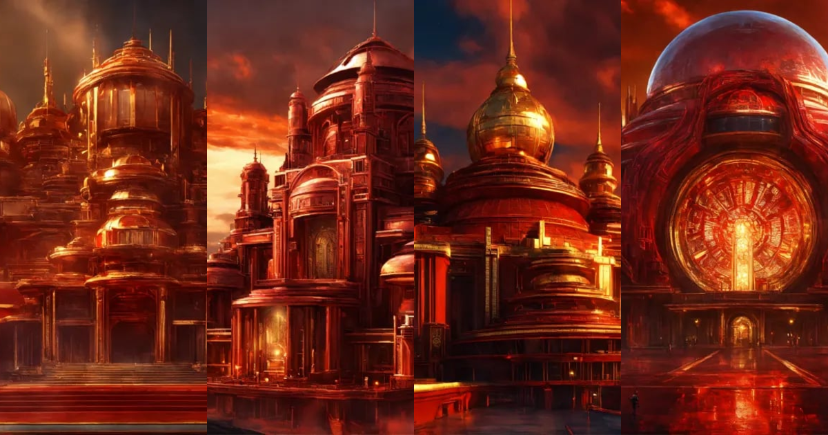 Lexica - Massive highly detailed red and gold sci fi palace, ultra ...