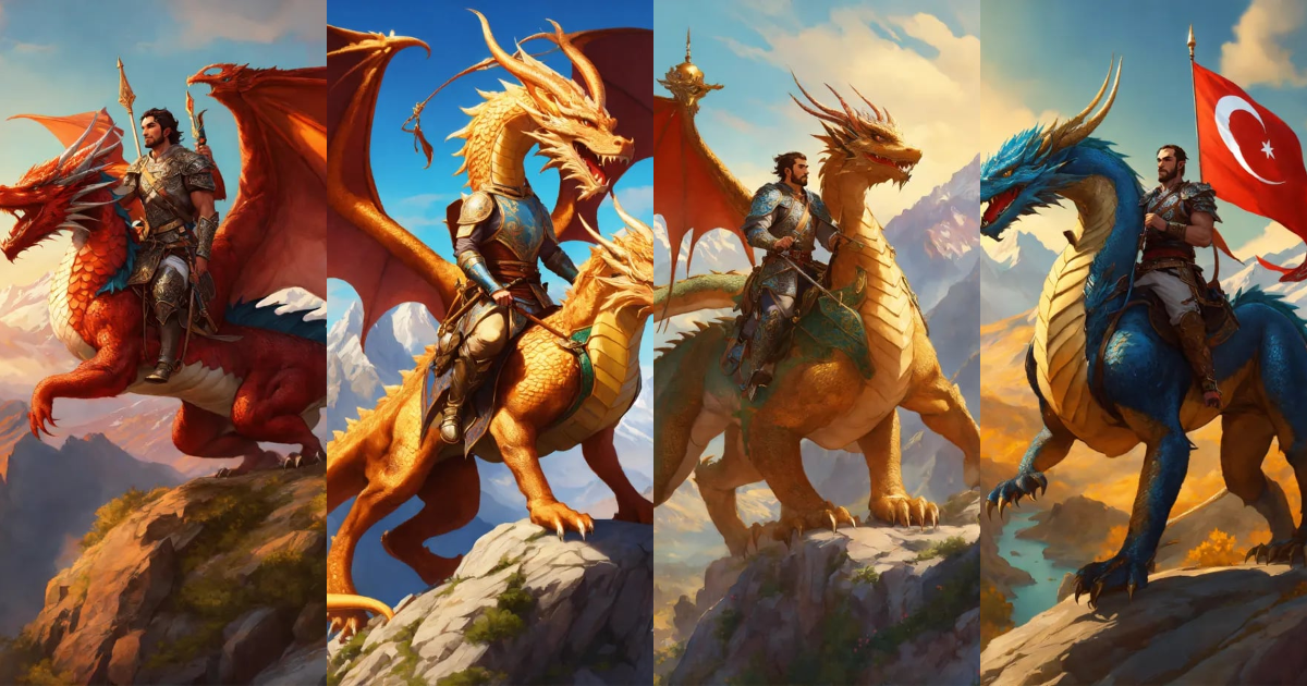 Lexica - A large Turkish Dragon with lightly armored Persian elf ...