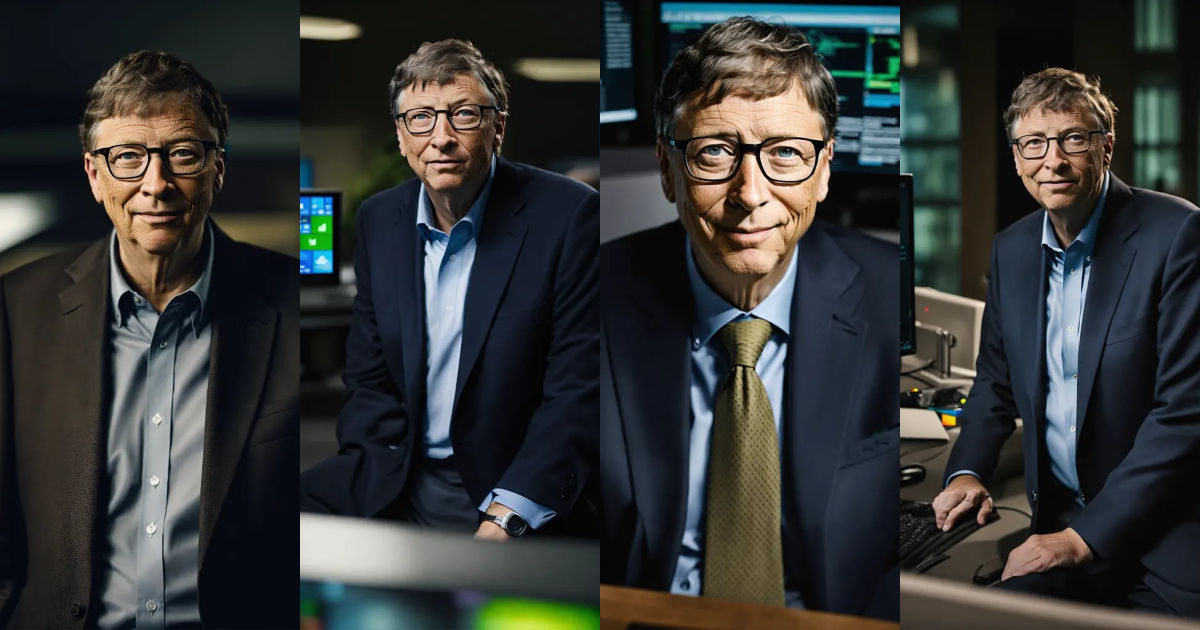 Lexica - Image of bill gates, on Microsoft premises, facing at camera ...