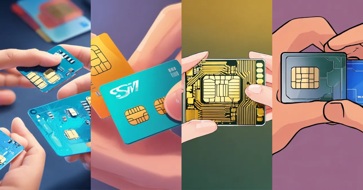 Lexica - Two hands holding micro sim card, 2d, illustration