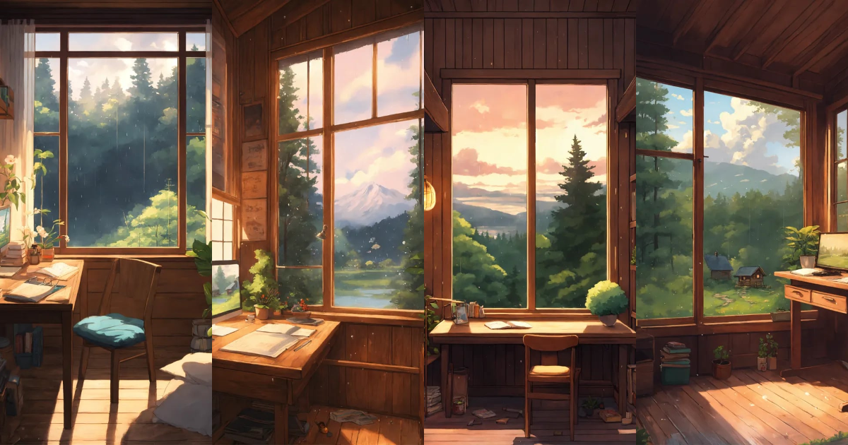 Lexica - Cozy wooden nordic cabin, anime, studio ghibli, minimalistic ...
